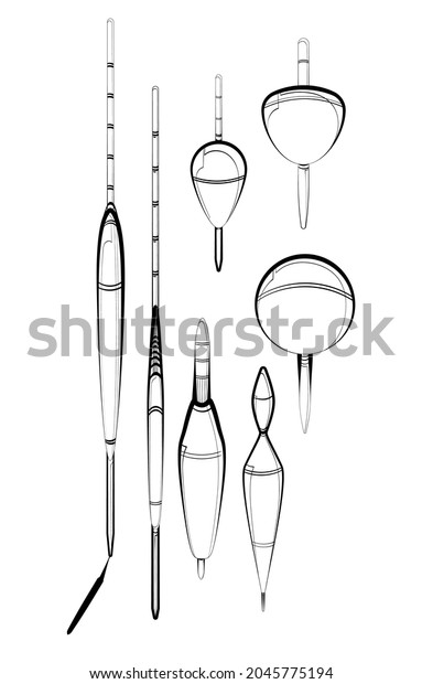 Bobber Isolated Elements Set Fishing Outline Stock Vector (Royalty Free ...
