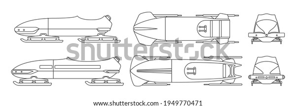 Bobsled Isolated Outline Set Iconvector Illustration Stock Vector ...