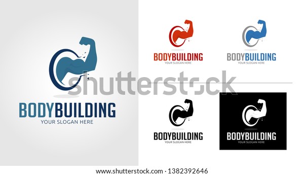 Body Building Logo Template Set Stock Vector (Royalty Free) 1382392646 ...