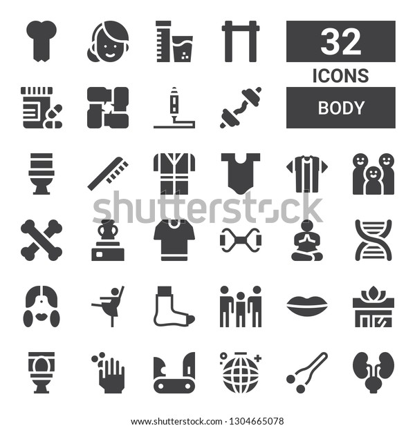 Body Icon Set Collection 32 Filled Stock Vector (Royalty Free ...