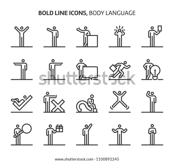 Body Language Bold Line Icons Illustrations Stock Vector (Royalty Free ...