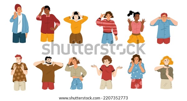 Body Language Negative Emotions Concept Characters Stock Vector ...
