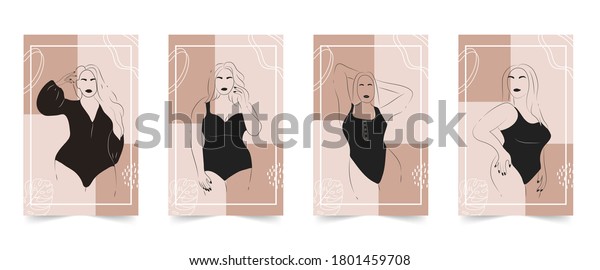 Body Positive Abstract Minimalistic Female Figure Stock Vector Royalty