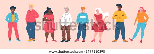 Body Positive Concept Diverse Group Plus Stock Vector (Royalty Free ...