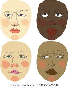 Body Positive Faces Vector Illustration Stock Vector (Royalty Free ...