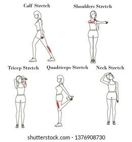 Body Stretch Exercises Outline Stock Vector (Royalty Free) 1376908730 ...