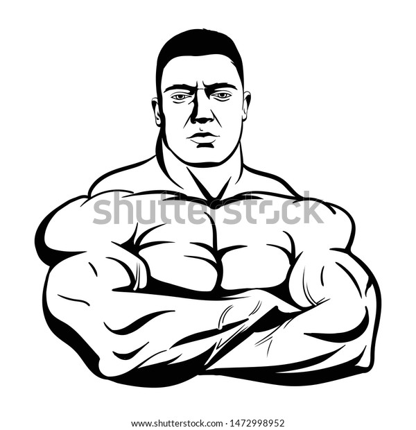 Bodybuilder Arms Crossed Vector Illustration Black: เวกเตอร์สต็อก (ปลอด ...