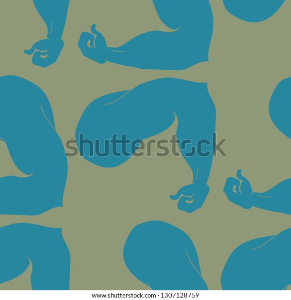 Bodybuilder Muscle Flex Arm Seamless Background Stock Vector (Royalty ...