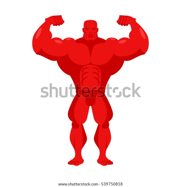 Bodybuilder Red Cartoon Athlete Big Muscles Stock Vector (Royalty Free ...