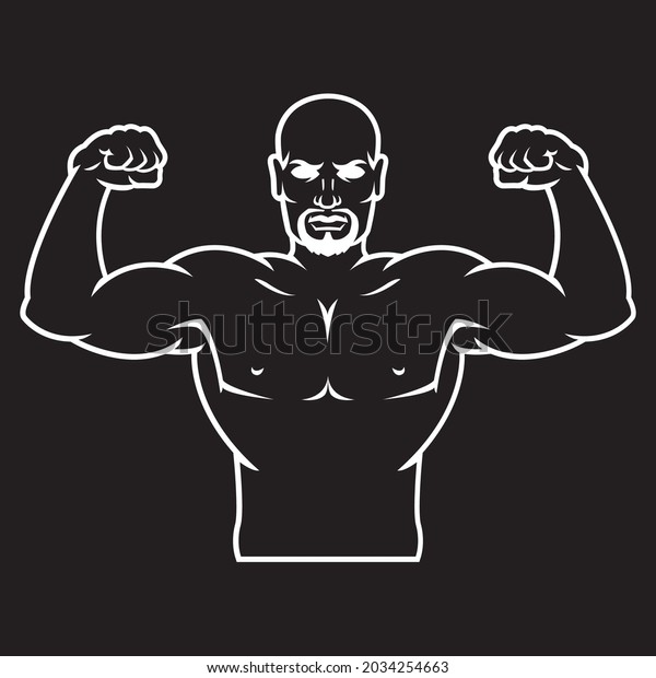 Bodybuilder Strong Man Outline Silhouette Design Stock Vector (Royalty ...