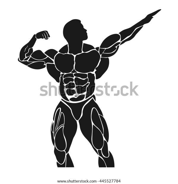 Bodybuilding Concept Muscles Biceps Pose Vector Stock Vector (Royalty ...