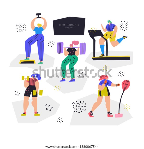 Bodybuilding Hand Drawn Vector Illustration Pack Stock Vector (Royalty ...
