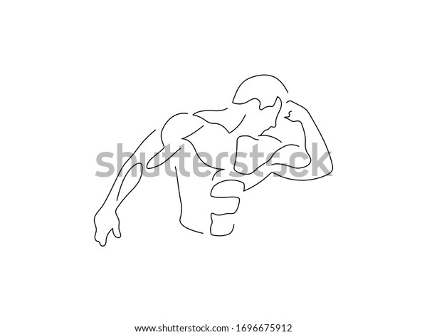 Vektor Stok Bodybuilding Isolated Line Drawing Vector Illustration ...