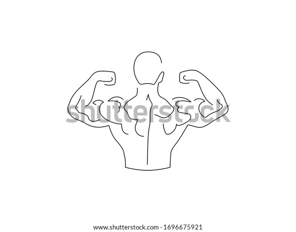 Bodybuilding Isolated Line Drawing Vector Illustration Stock Vector ...