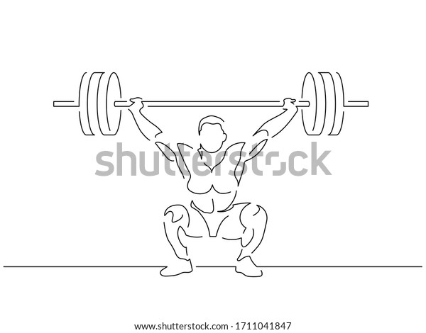 Bodybuilding Isolated Line Drawing Vector Illustration: เวกเตอร์สต็อก ...
