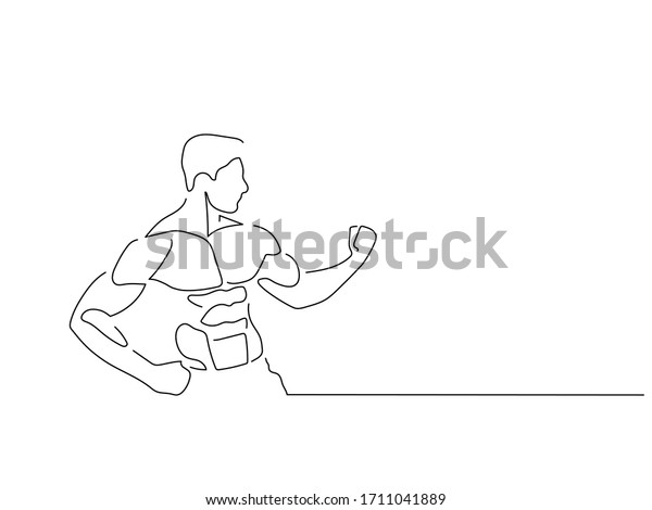 Bodybuilding Isolated Line Drawing Vector Illustration Stock Vector ...