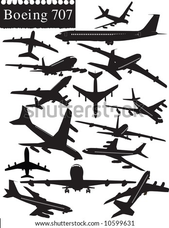 Boeing 707 Airplane Silhouettes Stock Vector (Royalty Free) 10599631 ...