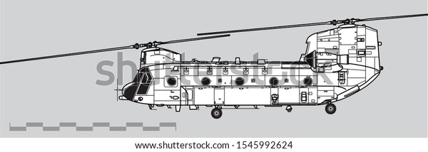 Boeing Ch47 Chinook Outline Vector Drawing Stock Vector (Royalty Free ...