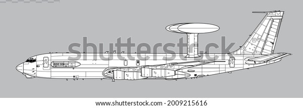 Boeing E3a Sentry Vector Drawing Airborne 库存矢量图（免版税）2009215616 ...