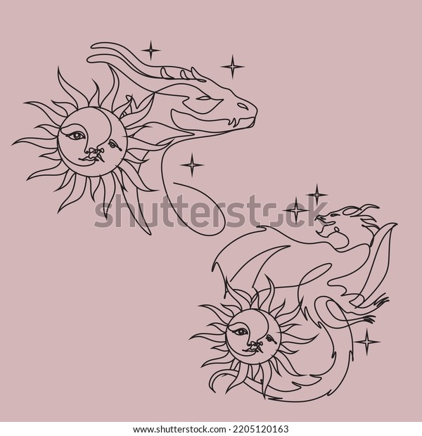 Bohemian Hand Drawing Esoteric Sketch Engraving Stock Vector (Royalty ...