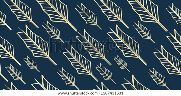 Bohemian Seamless Pattern Hand Drawn Feather Stock Vector (Royalty Free ...