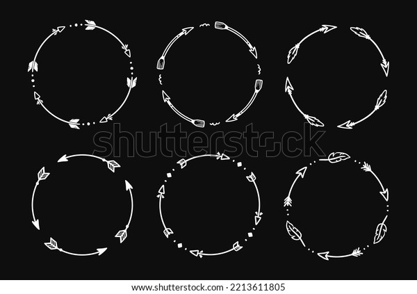 Boho Arrow Circle Frame Set Hand Stock Vector (Royalty Free) 2213611805 ...