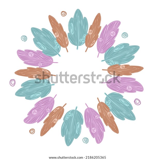 Boho Circle Frame Feathers Stock Vector (Royalty Free) 2186205365 | Shutterstock