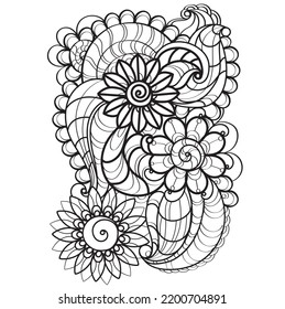 Boho Flower Antistress Coloring Vector Line Stock Vector (Royalty Free ...