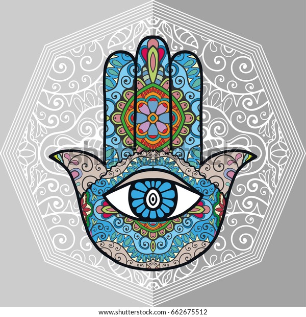 Boho Hamsa Hand Protection Amulet Symbol Stock Vector (Royalty Free ...