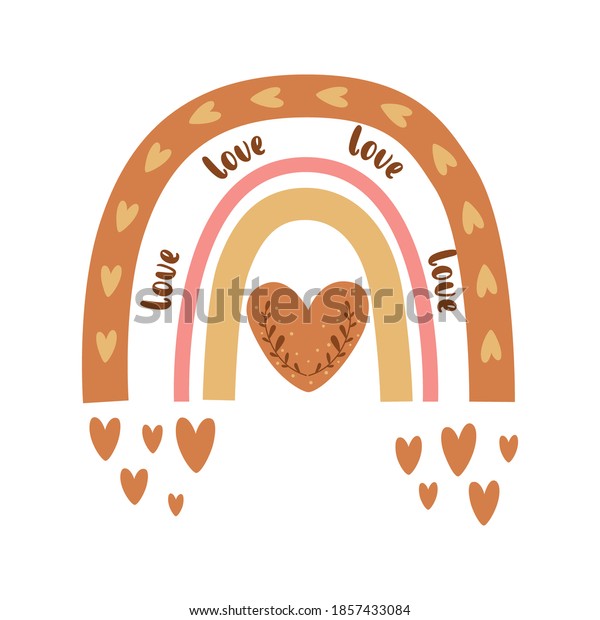 Boho Rainbow Heart Cute Valentines Day Stock Vector (Royalty Free ...
