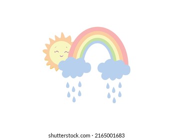 Boho Rainbow Sun Cloud Icon Vector Stock Vector (Royalty Free ...