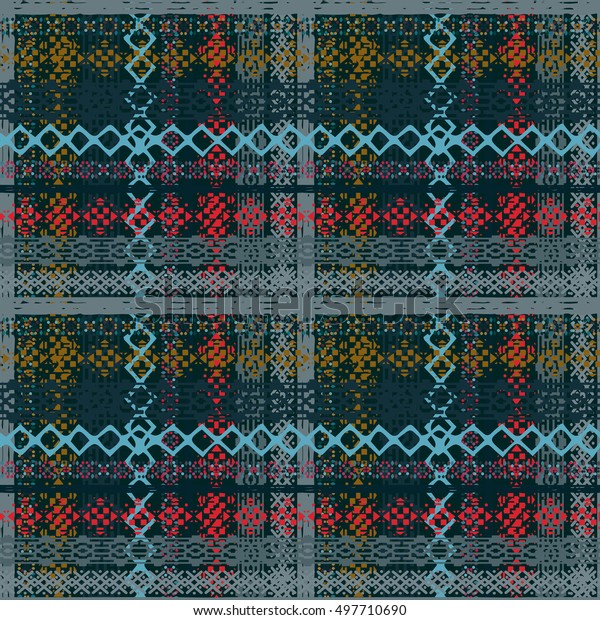 Boho Style Ethnic Plaid Seamless Pattern Stock Vector (Royalty Free ...