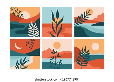 Boho Summer Beach Background Set Abstract Stock Vector (Royalty Free ...