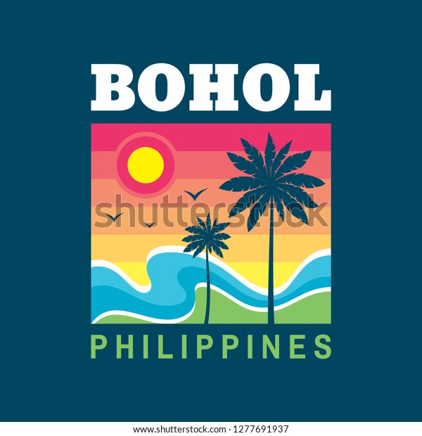 Bohol Philippines Vector Illustration Concept Retro Stock Vector ...