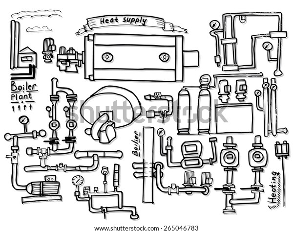 Boiler Room Equipment Engineering Systems Sketch: vector de stock ...