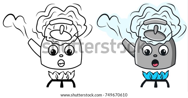 Boiling Kettle Cartoon Vector Colored Illustration Stock Vector ...