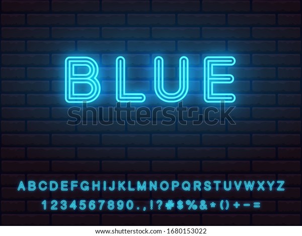 Bold Bright Blue Realistic Neon Font Stock Vector (Royalty Free ...