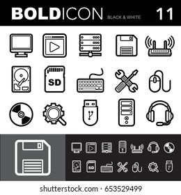 Bold Line Icons Computer Setillustration Eps Stock Vector (Royalty Free ...