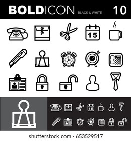 Bold Line Icons Office Tools Setillustration Stock Vector (Royalty Free ...