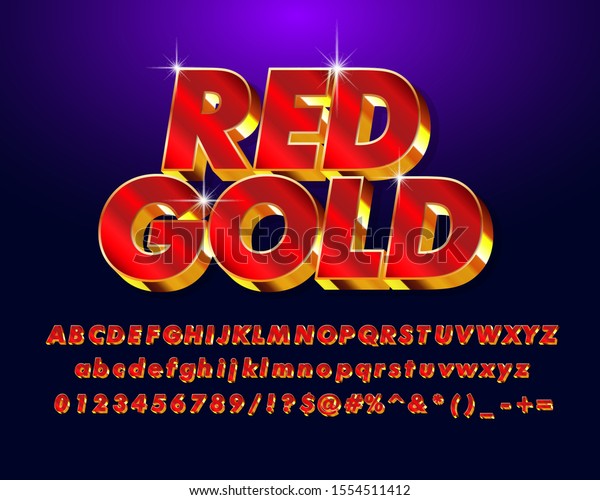 Bold Metallic Red Gold Outline Text Stock Vector (Royalty Free ...