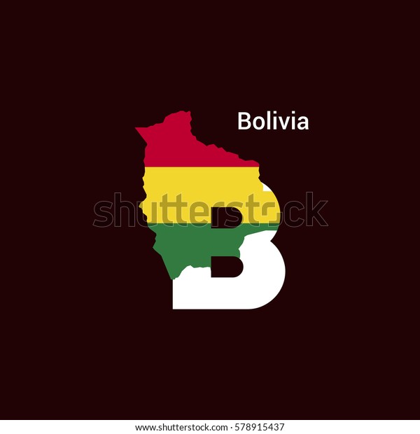 Bolivia Initial Letter Country Map Flag Stock Vector (Royalty Free ...