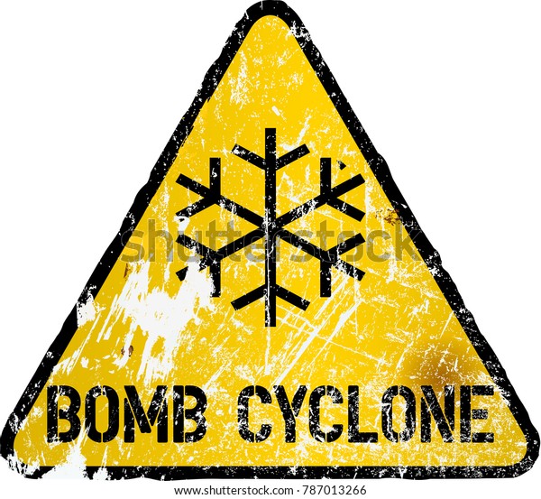 Bomb Cyclone Blizzard Road Sign Warning Stock Vector (Royalty Free ...