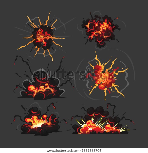Bomb Explosion Clouds Cartoon Boom Effect: เวกเตอร์สต็อก (ปลอดค่า ...