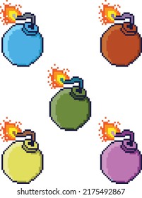 Bomb Pixel Art Set Explosion Pixel Stock Vector (Royalty Free ...