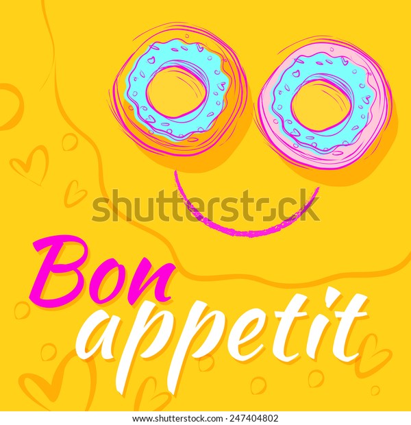 Bon Appetit Card Donuts Stock Vector (Royalty Free) 247404802 ...