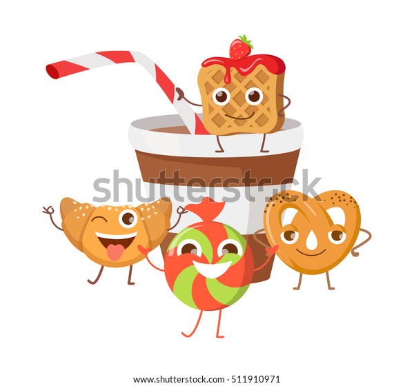 Bon Appetit Funny Cartoon Characters Banner Stock Vector (Royalty Free ...