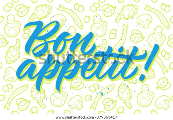 Bon Appetit Hand Lettering Calligraphy On Stock Vector (Royalty Free ...