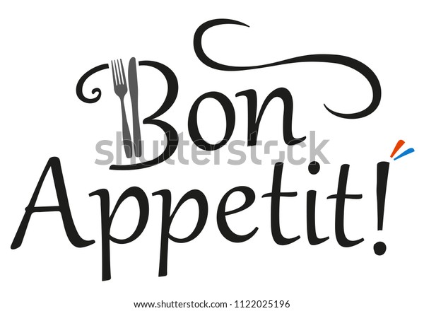 Bon Appetit Logo Fork Knife French Stock Vector (Royalty Free) 1122025196