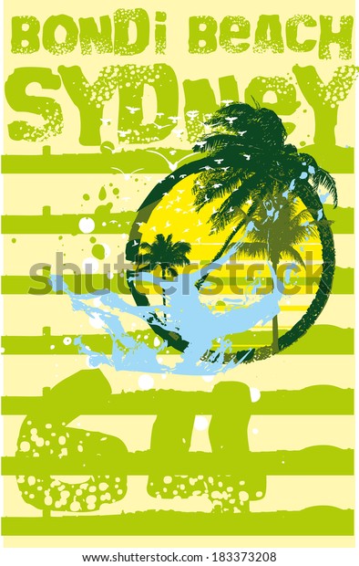 Bondi Beach Sydney Australia Vector Art: เวกเตอร์สต็อก (ปลอดค่า ...
