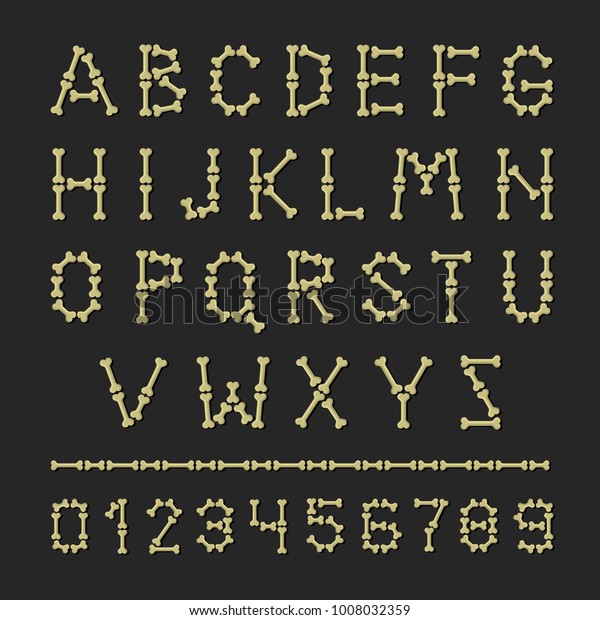 Bones Alphabet Abc Letters Numbers Set 库存矢量图（免版税）1008032359 | Shutterstock